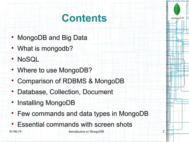 Introduction to mongodb | PPT