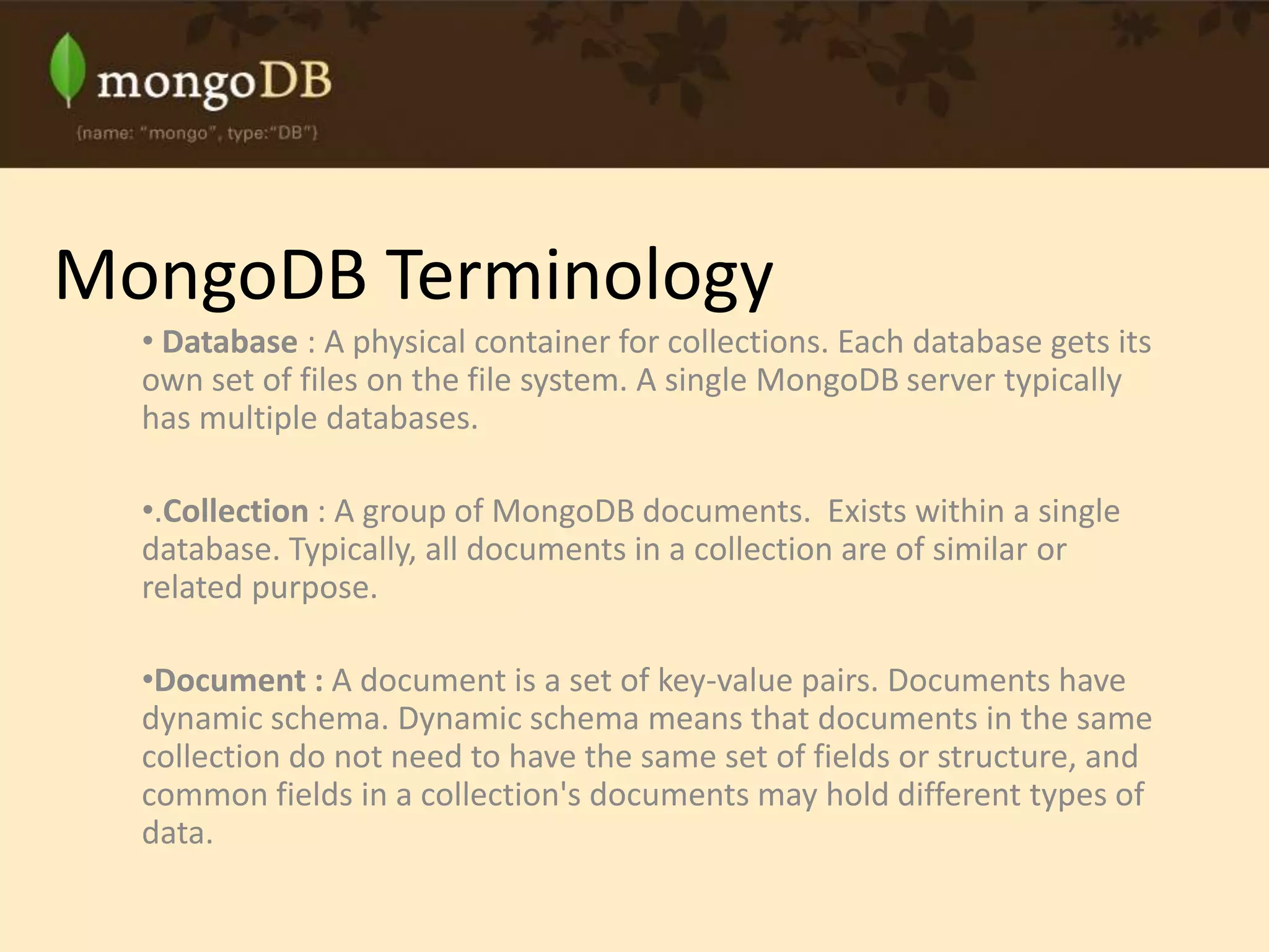 Introduction to mongo db | PPTX
