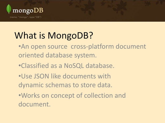 Introduction to mongo db | PPTX