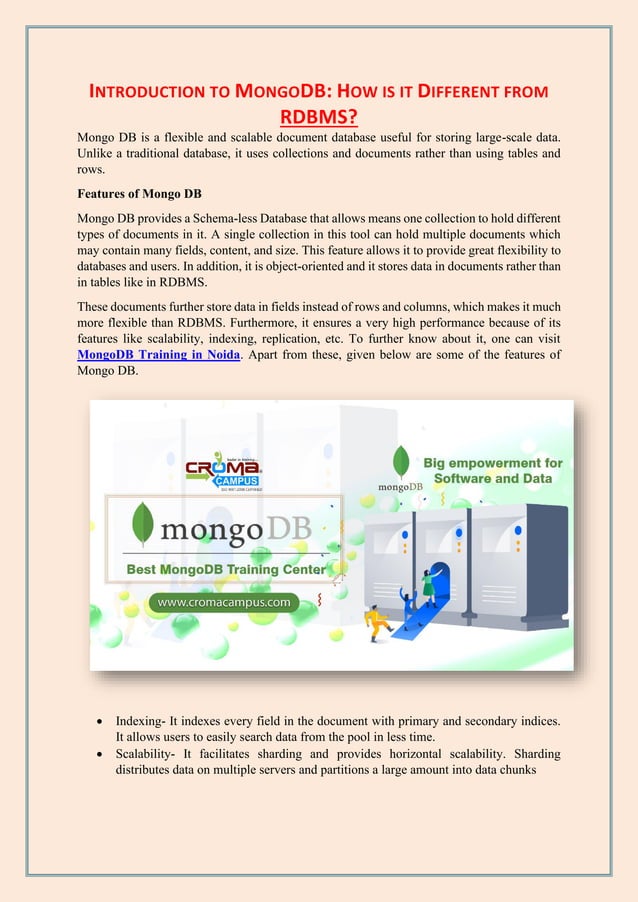 Introduction to MongoDB How is it Different from RDBMS | PDF