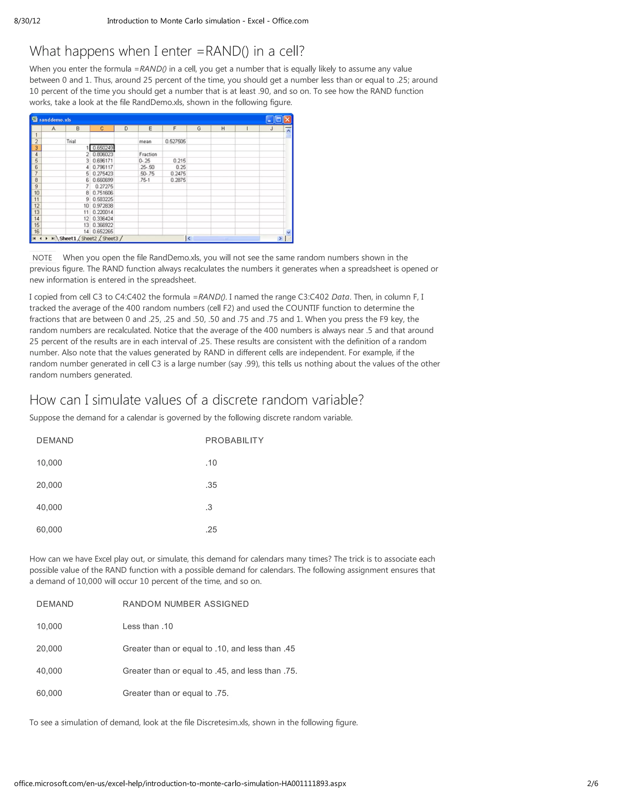 Introduction to monte carlo simulation excel - office | PDF