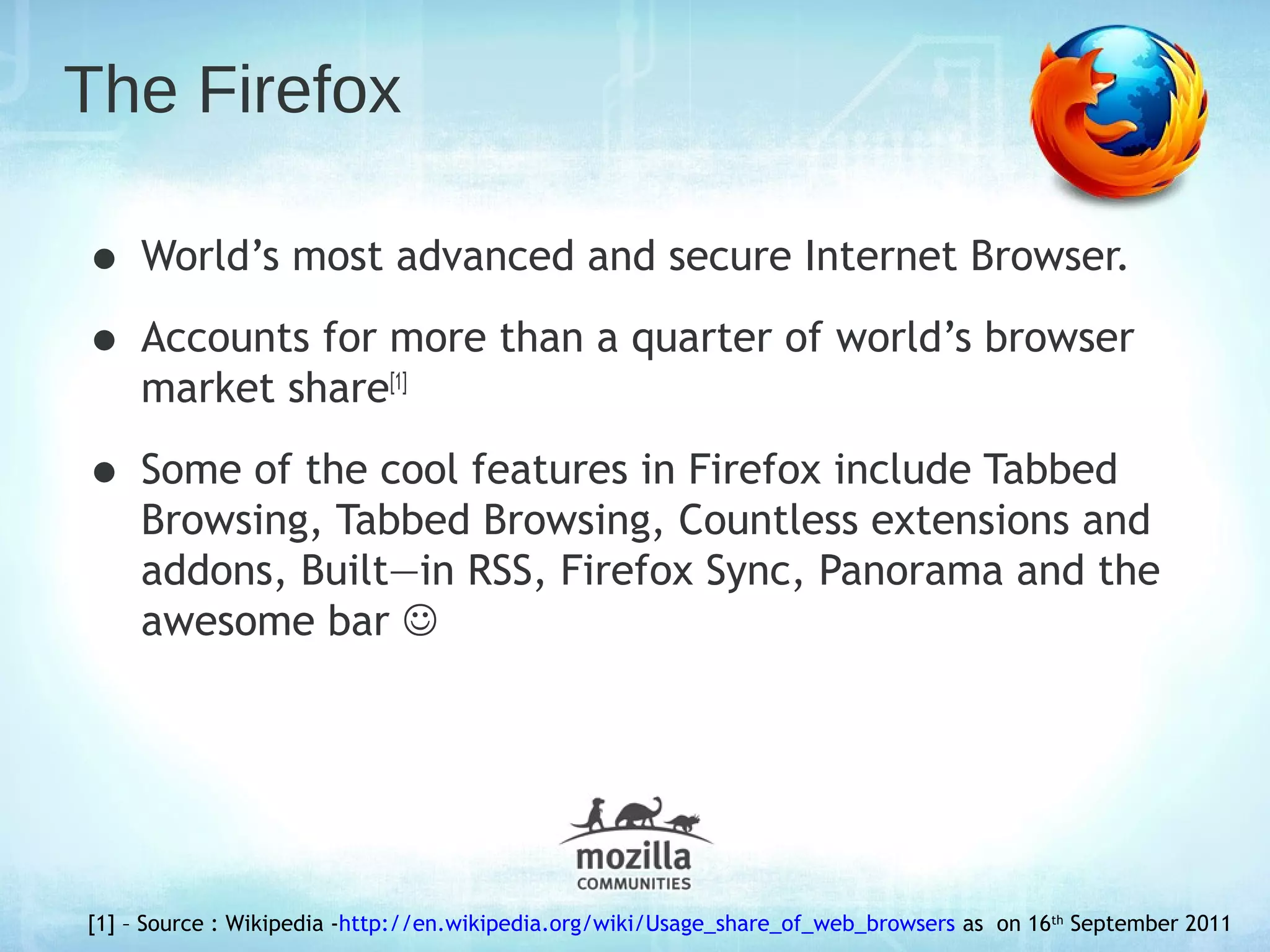 Introduction to mozilla and its projetcs | PPT
