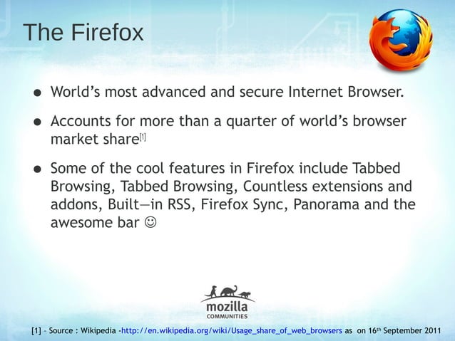 Introduction to mozilla and its projetcs | PPT