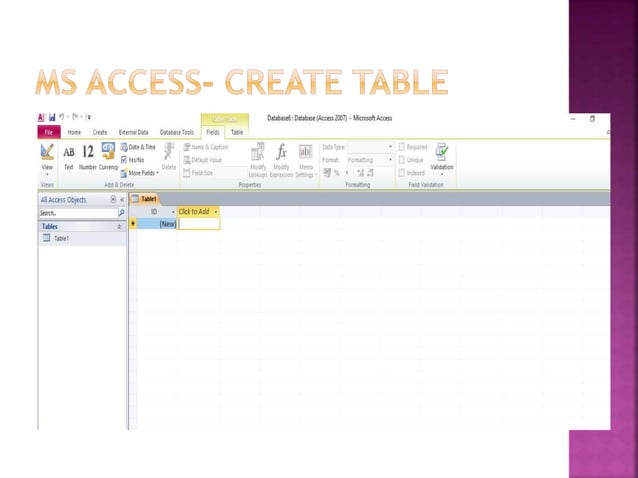 Introduction to ms access | PPTX | Databases | Computer Software and Applications