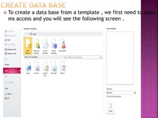 Introduction to ms access | PPTX