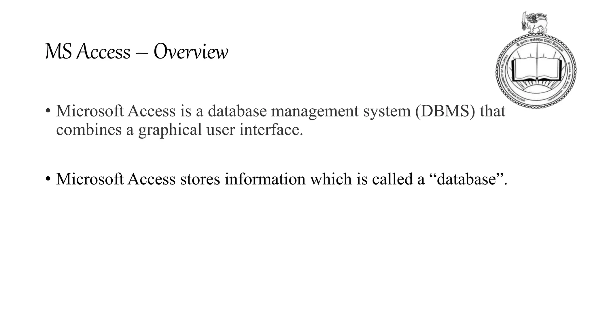 Introduction To Ms Access and Databases.pptx