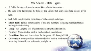 Introduction to ms access database | PPTX