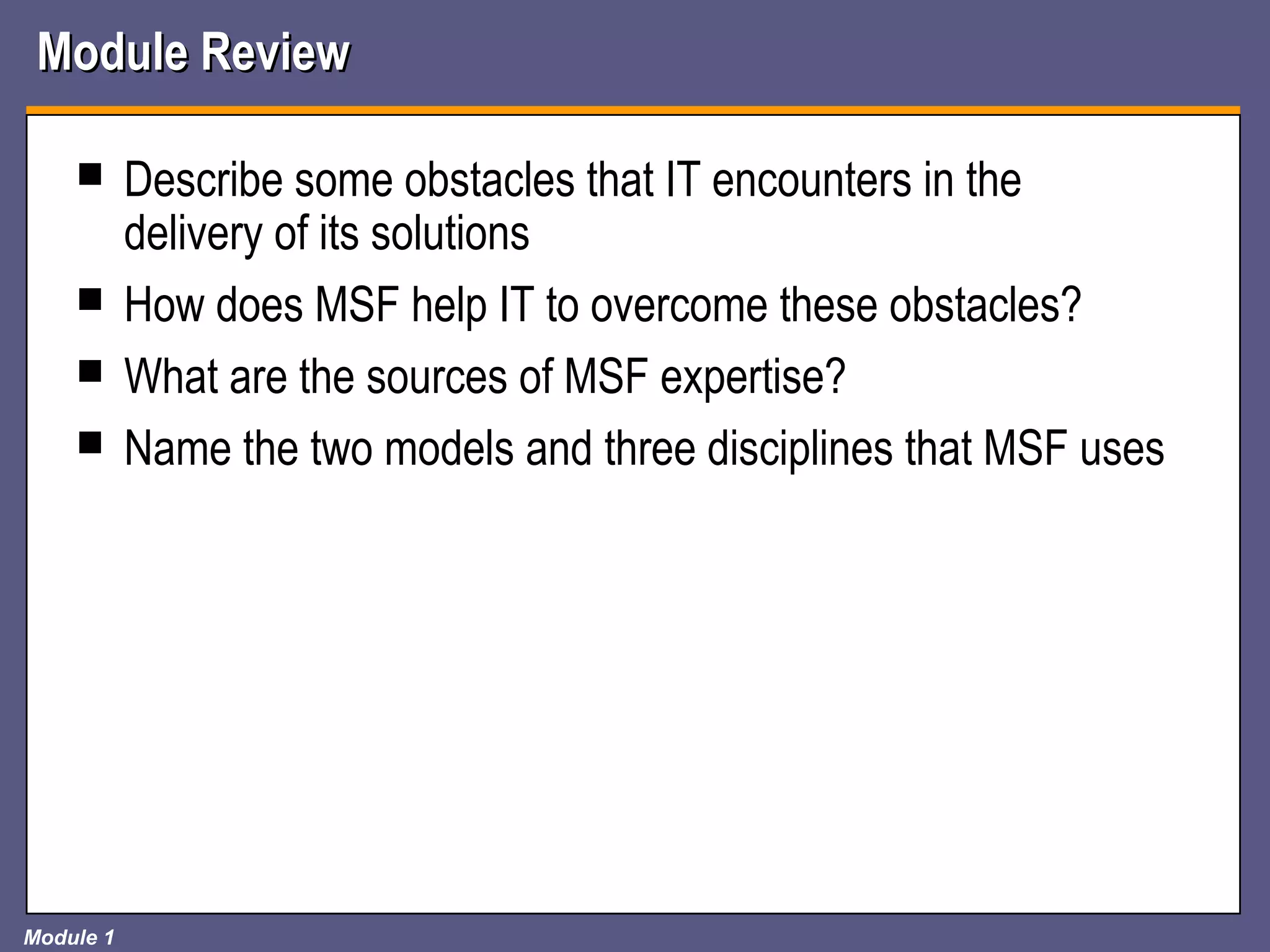 Introduction to MSF | PPT