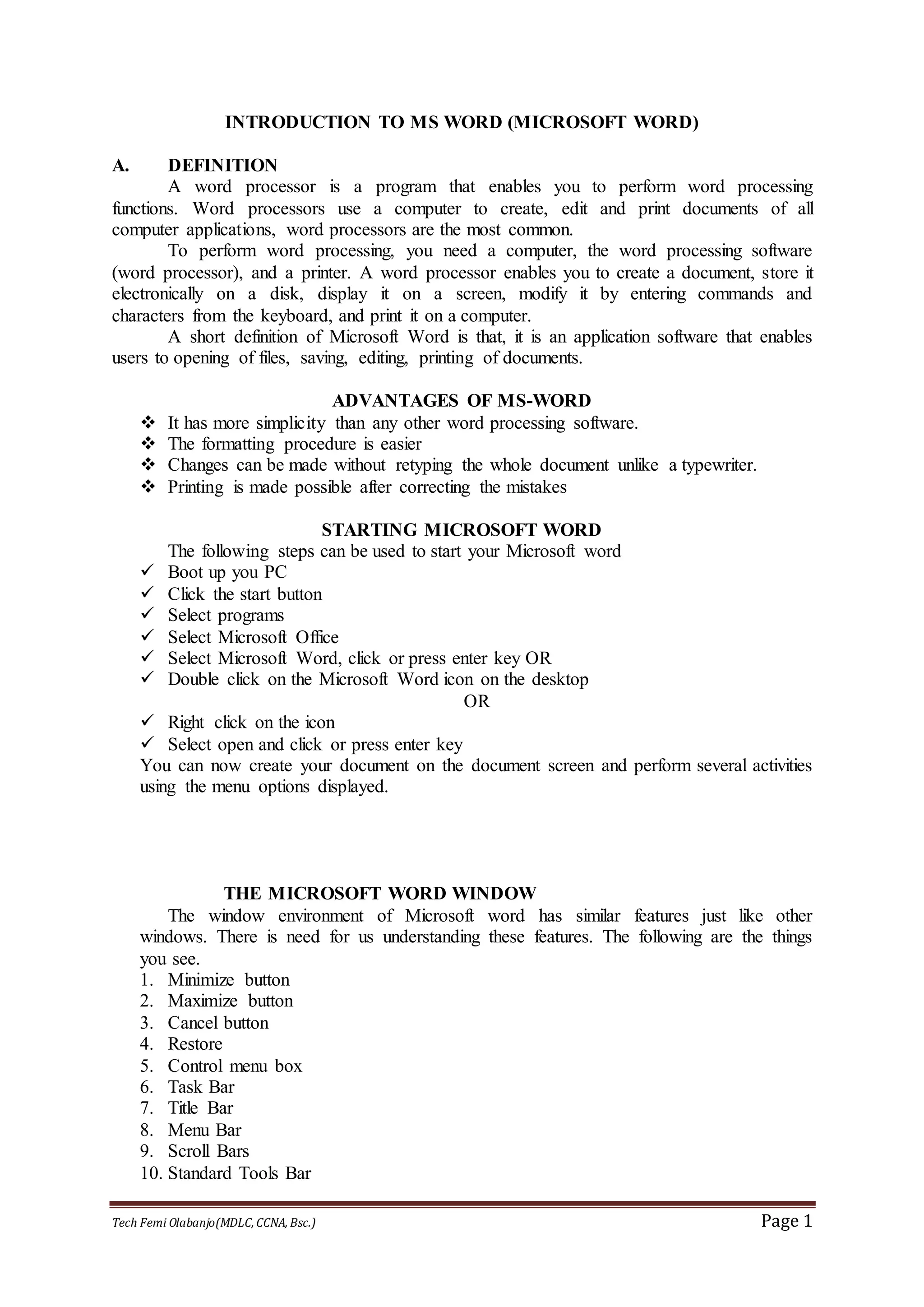 Introduction to ms word | DOCX