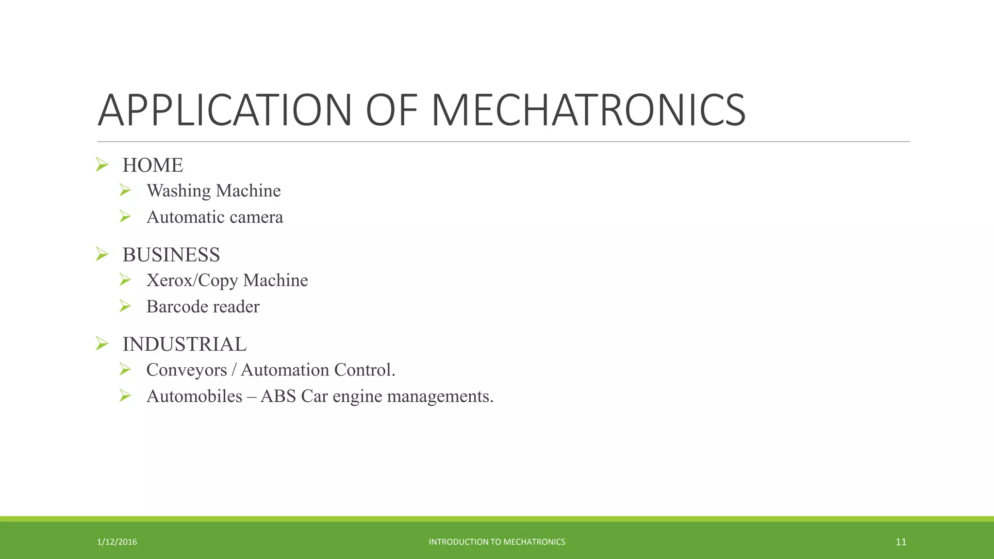 Introduction to mechatronics | PPTX
