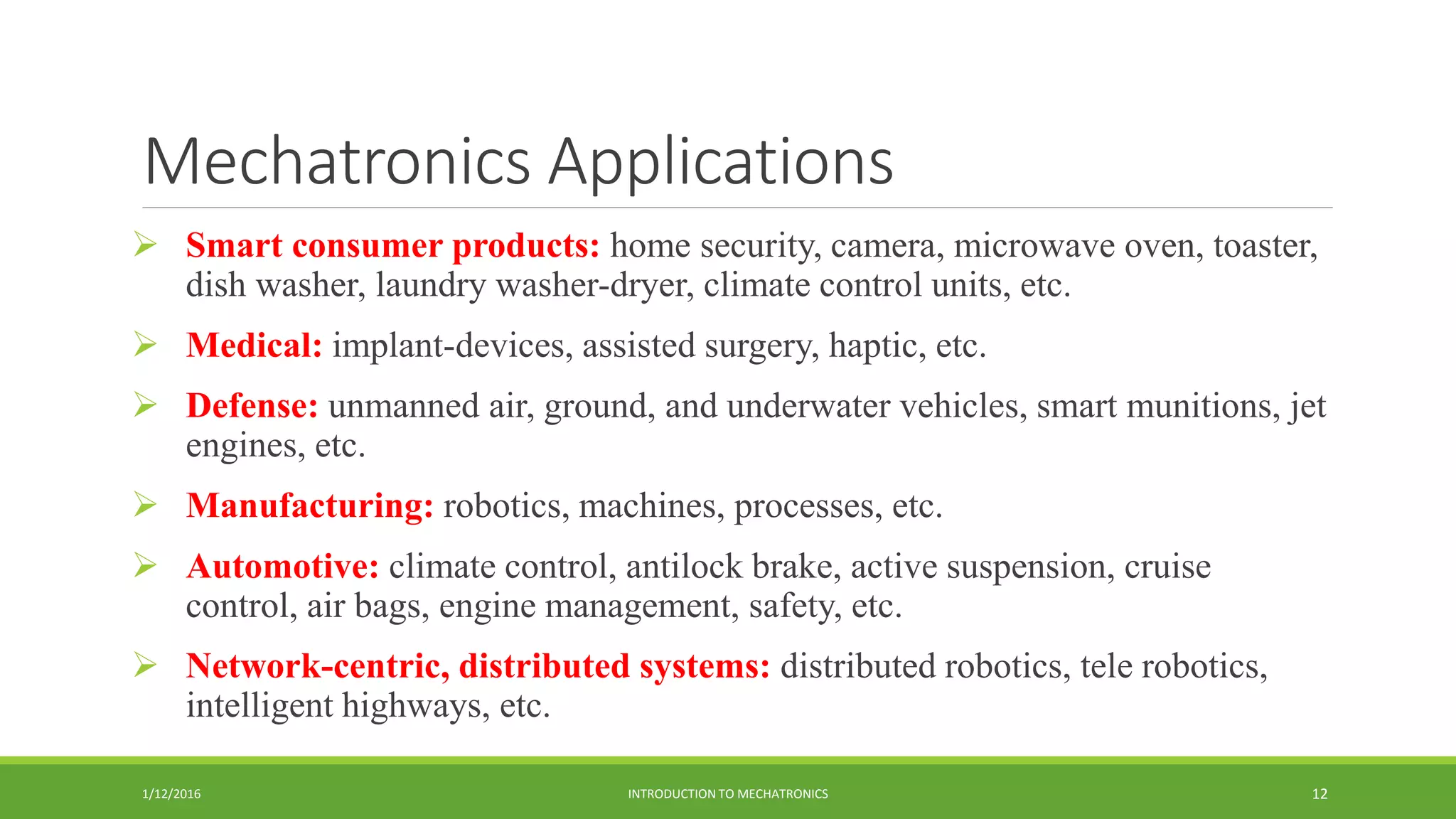 Introduction to mechatronics | PPTX