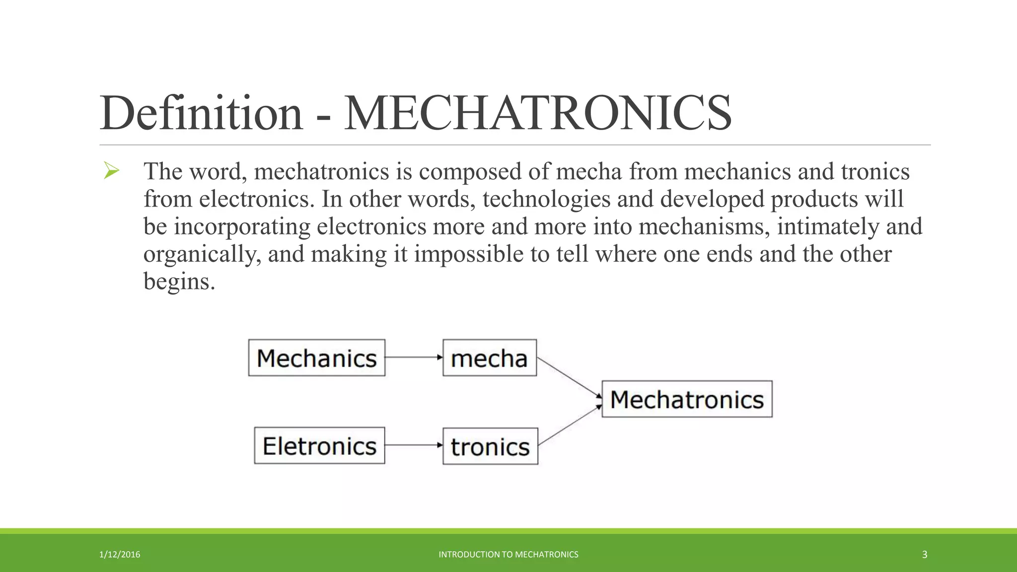 Introduction to mechatronics | PPTX