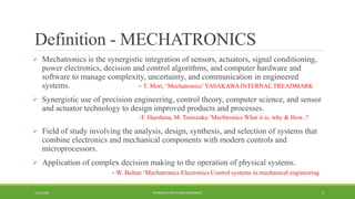 Introduction to mechatronics | PPTX