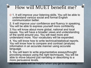 INTRODUCTION TO MUET FOR LOWER 6 ORIENTATION WEEK | PPTX ...