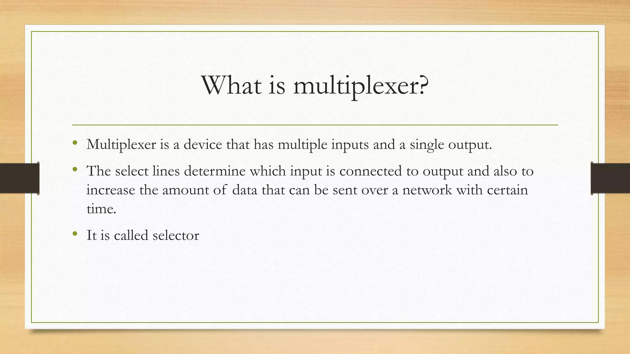 Introduction to multiplexer and demultiplexer | PPTX | Technology ...