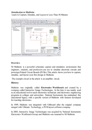 Introduction to multisim by diar ismail | DOCX