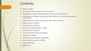 Introduction to municipal solid waste | PPTX