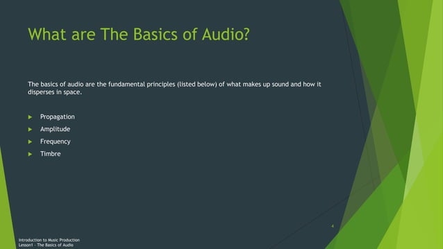 Introduction to music production the basics of audio | PPTX