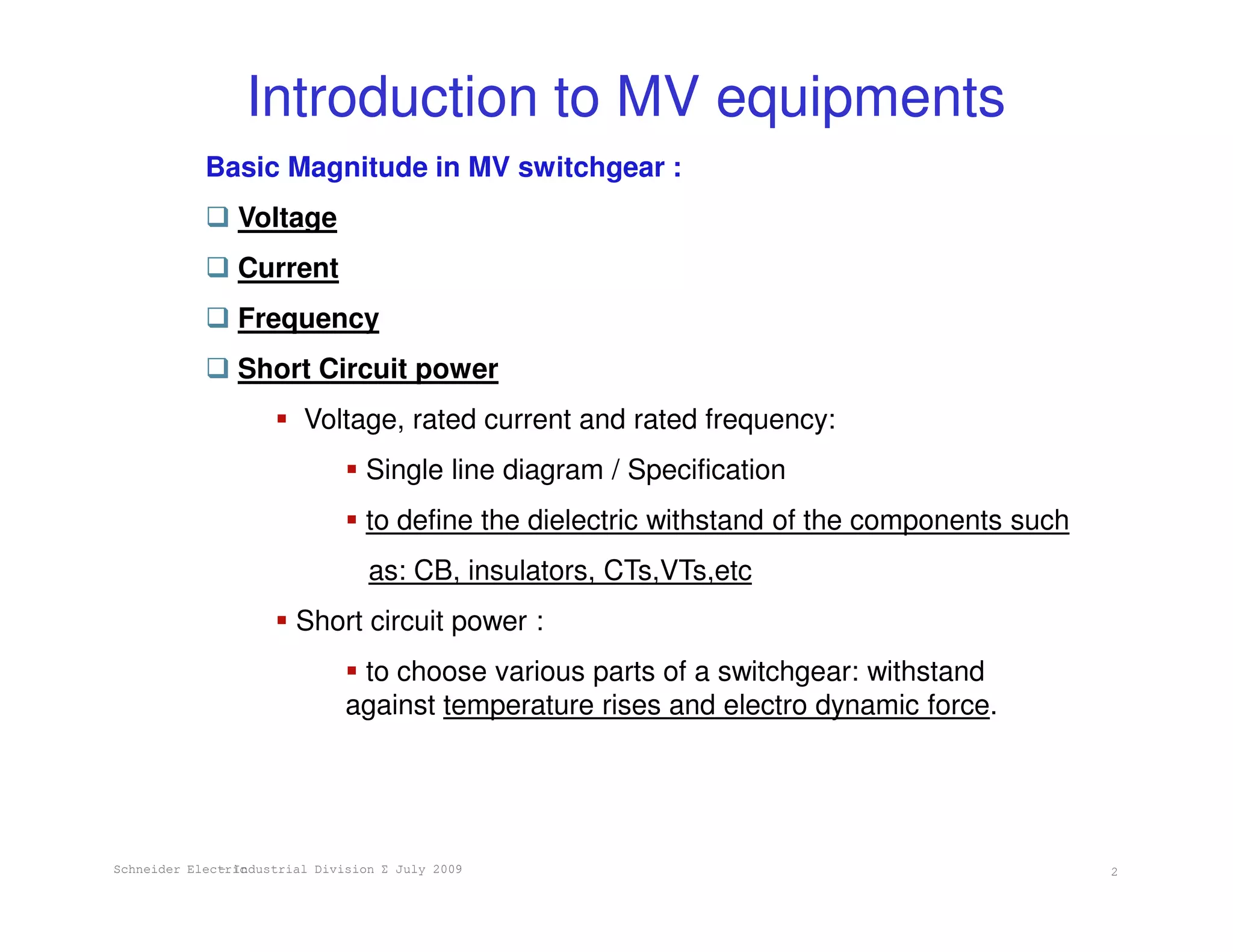 Introduction to mv switchgear | PDF