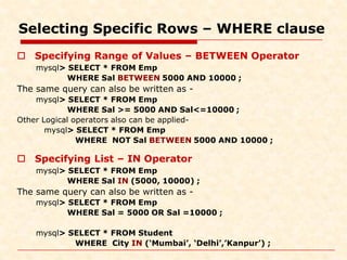 Introduction to MySQL and introduction to basic queries | PPT