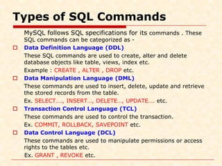 Introduction to MySQL and introduction to basic queries | PPT