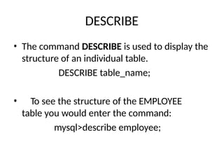 Introduction to MySQL commands mysql presentation 22.pptx