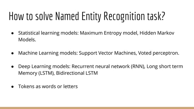 Introduction to Named Entity Recognition | PPTX | Artificial Intelligence | Technology & Computing