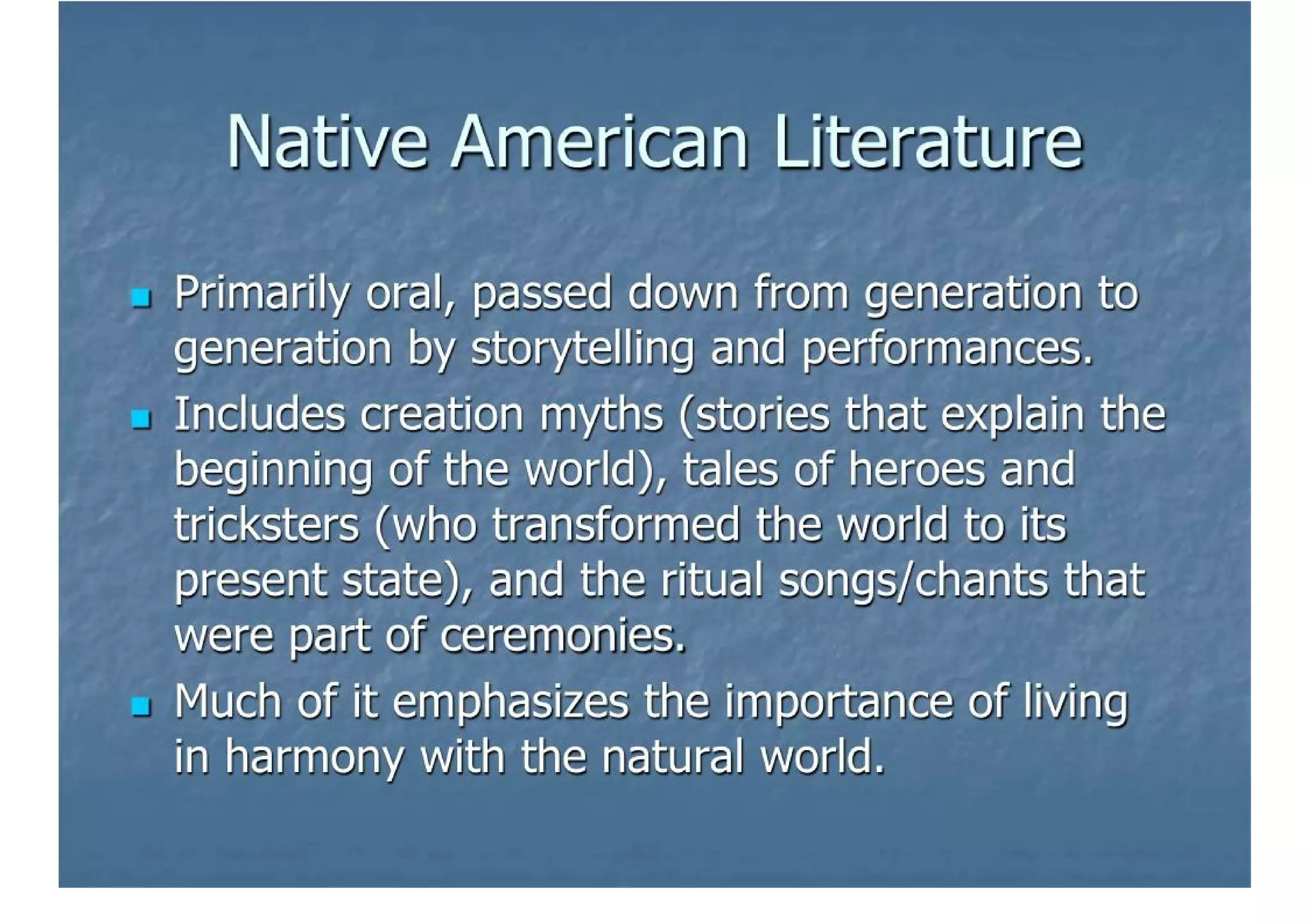 Introduction To Native American Literature | PDF