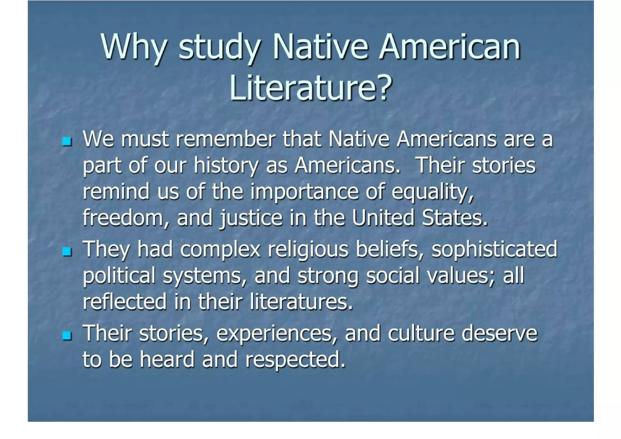 Introduction To Native American Literature | PDF