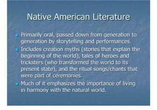 Introduction To Native American Literature | PDF