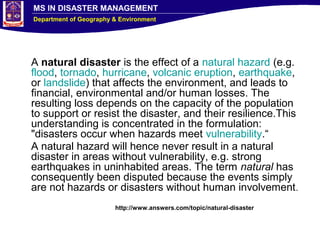 Introduction to natural hazard and disaster management | PPT