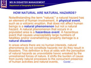 Introduction to natural hazard and disaster management | PPT