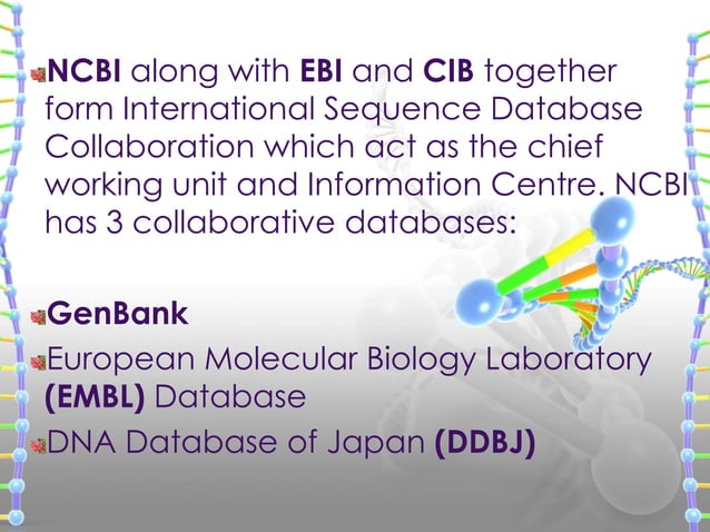 Introduction To Ncbi Pptx Databases Computer Software And