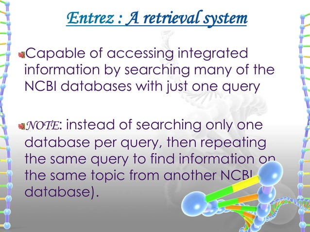 Introduction To Ncbi Pptx Databases Computer Software And