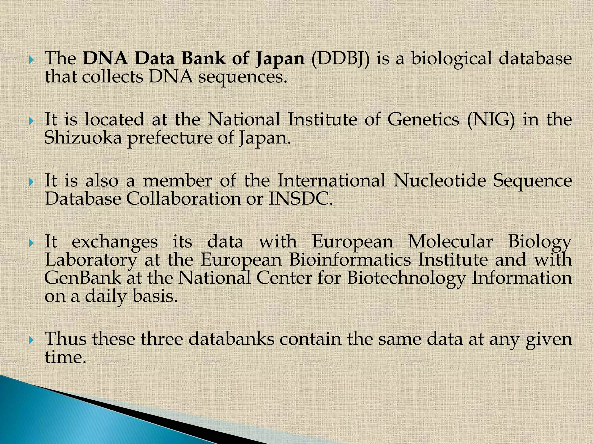 Introduction to ncbi, embl, ddbj | PPTX