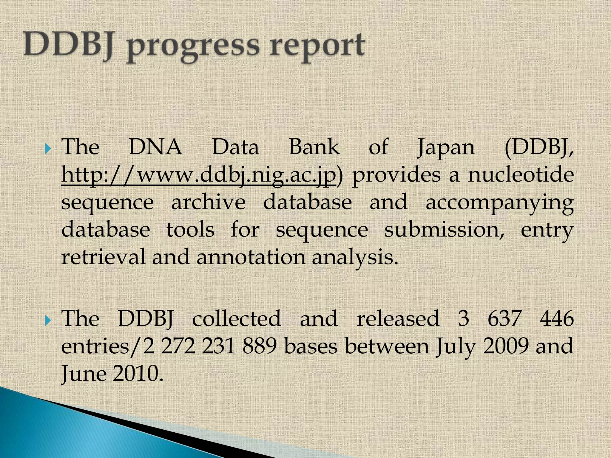 Introduction to ncbi, embl, ddbj | PPTX
