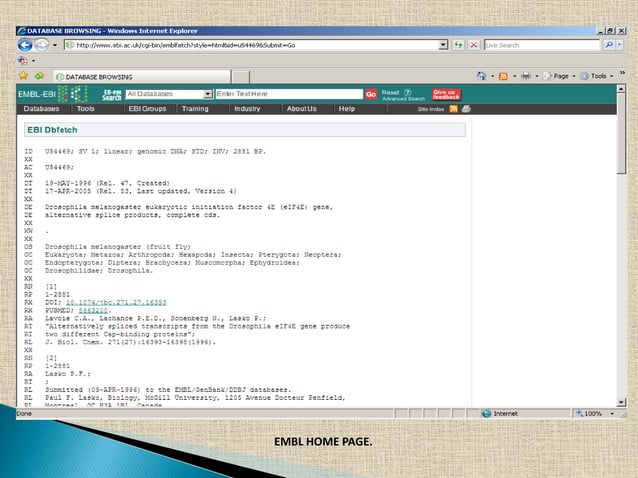 Introduction to ncbi, embl, ddbj | PPTX