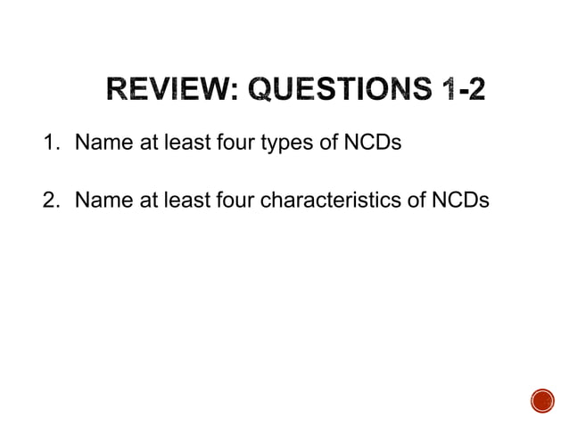 Non-Communicable Diseases and National Health Program (NCD) | PPT ...