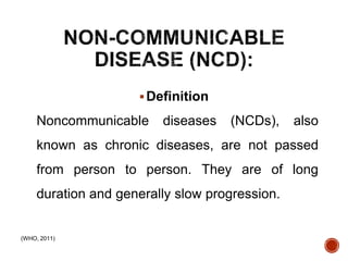 Non-Communicable Diseases and National Health Program (NCD) | PPT