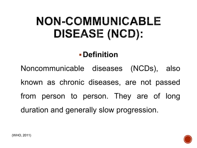 Non-Communicable Diseases and National Health Program (NCD) | PPT ...