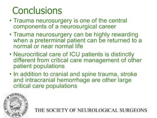 Introduction to Neurosurgical Subspecialties Trauma and Critical Care ...