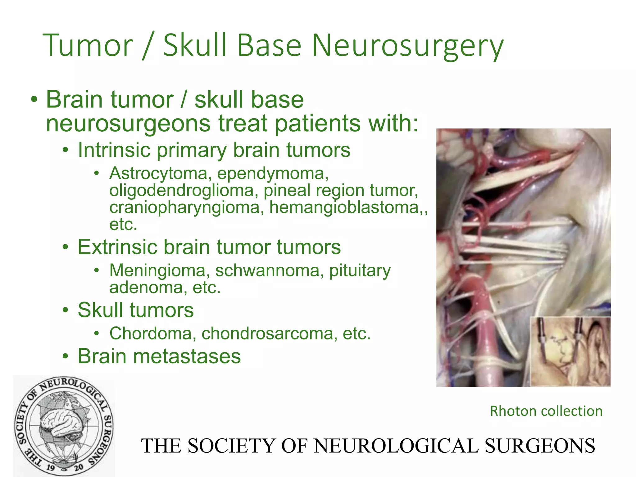 Introduction to Neurosurgical Subspecialties Tumor and Skull Base ...