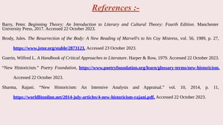 Introduction to New Historicism with the reference of Andrew Marvell's ...