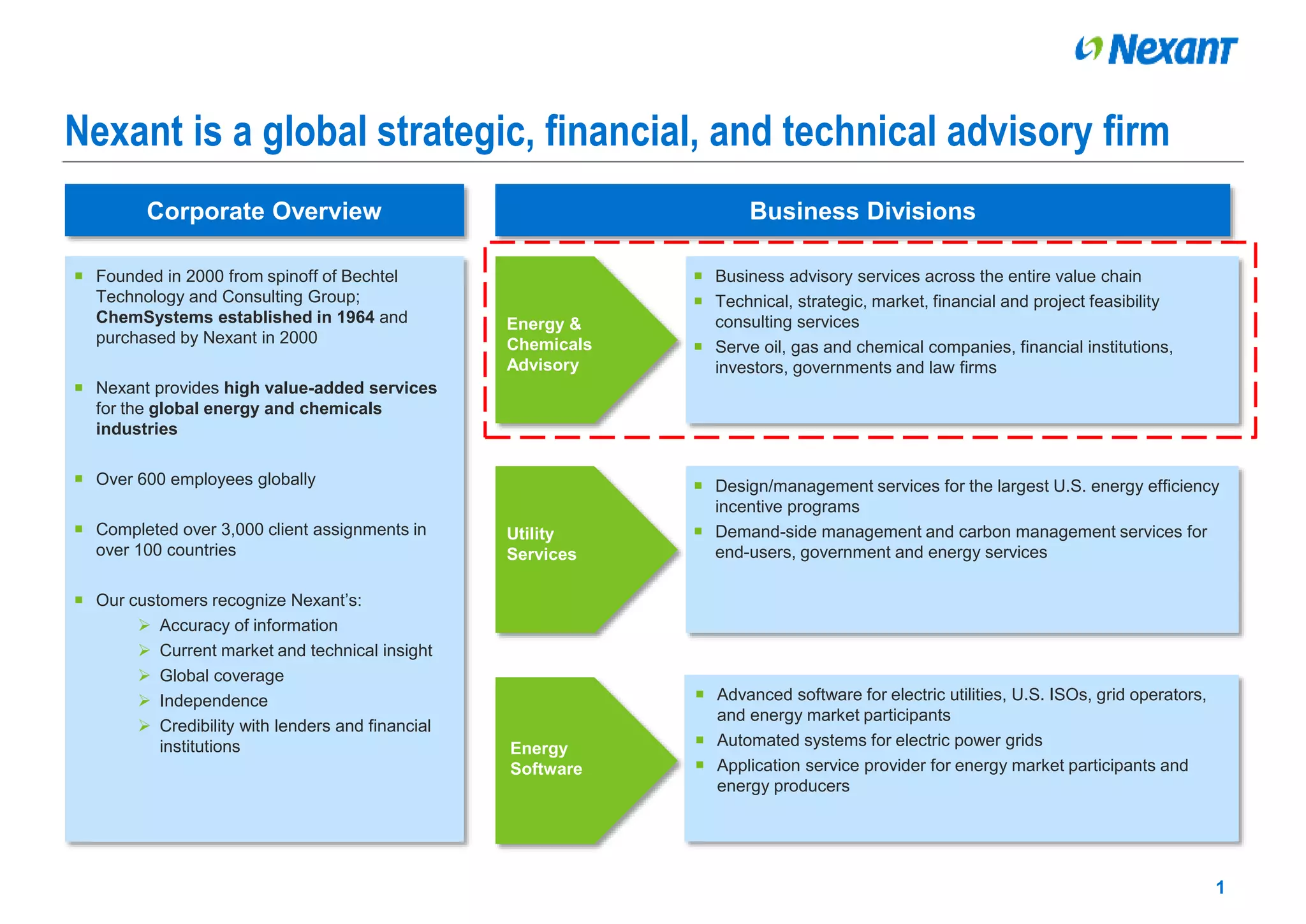 Introduction to Nexant - Energy & Chemicals Advisory | PPTX