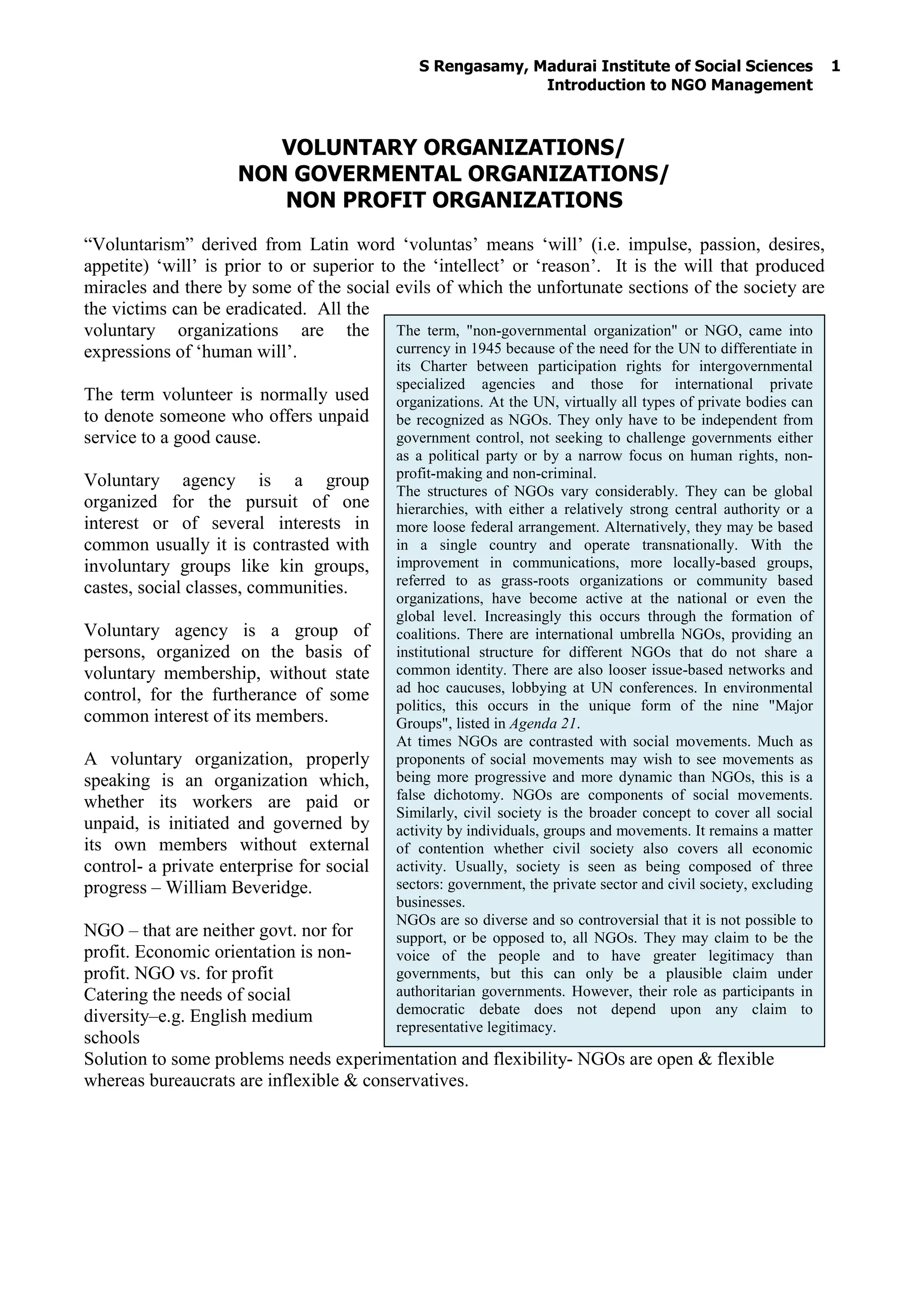 Introduction to NGO management | PDF