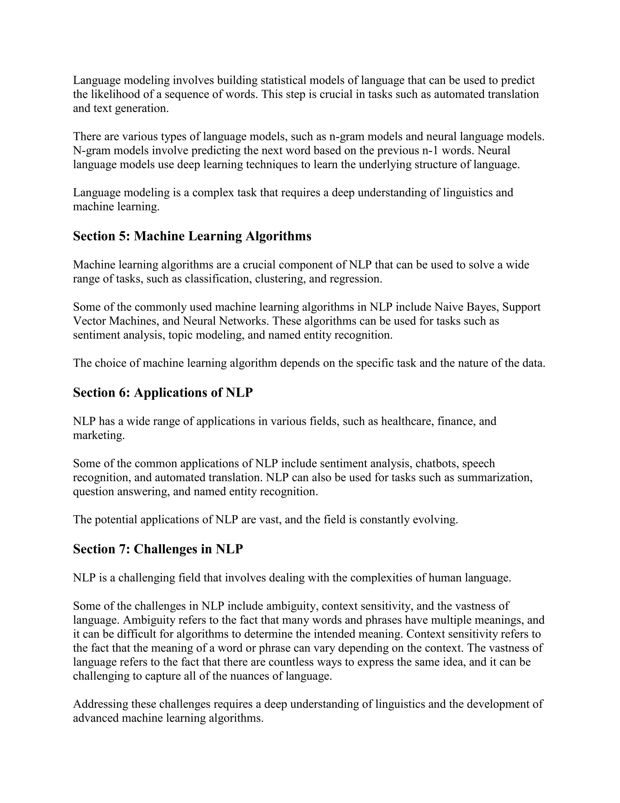 Introduction to Natural Language Processing | DOCX