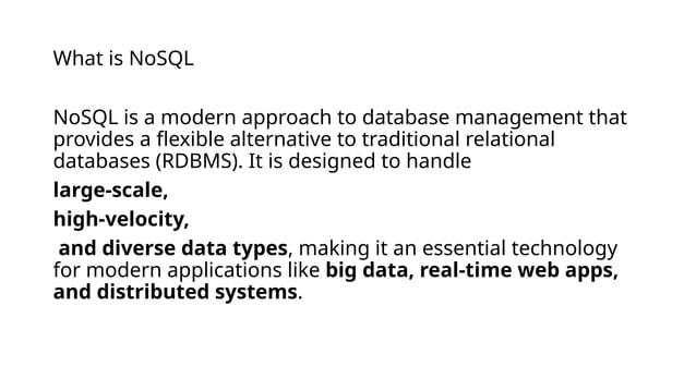 Introduction to No SQL - Learn nosql databases | PPTX