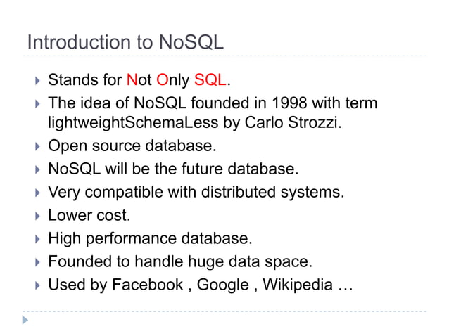 Introduction to NoSQL Database | PPT