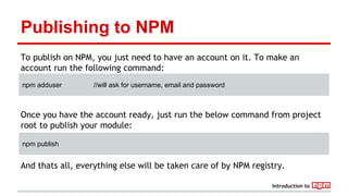 Introduction to NPM and building CLI Tools with Node.js
