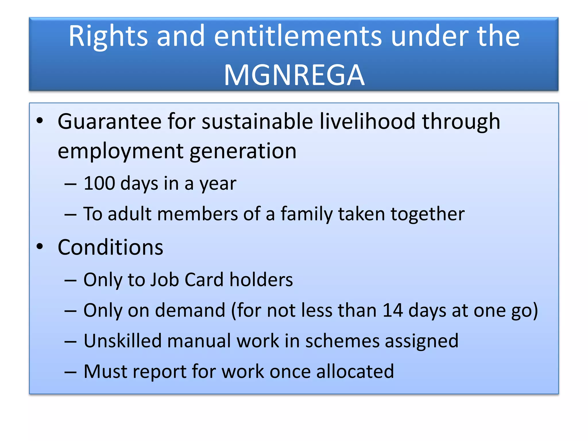 Introduction to Mahatma Gandhi NREGA for the Programme Officers | PPT